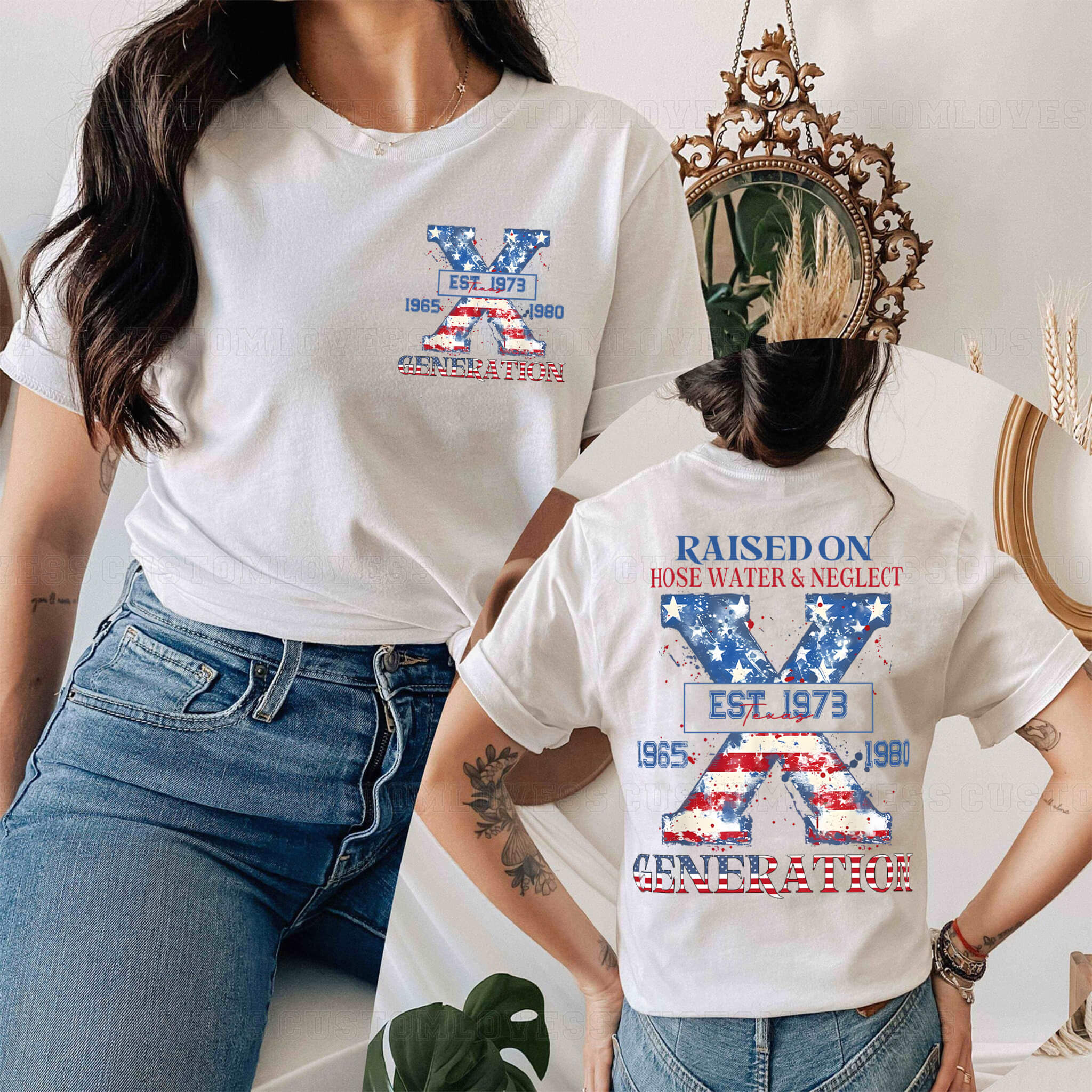 Custom Gen X American Flag Women T-Shirt