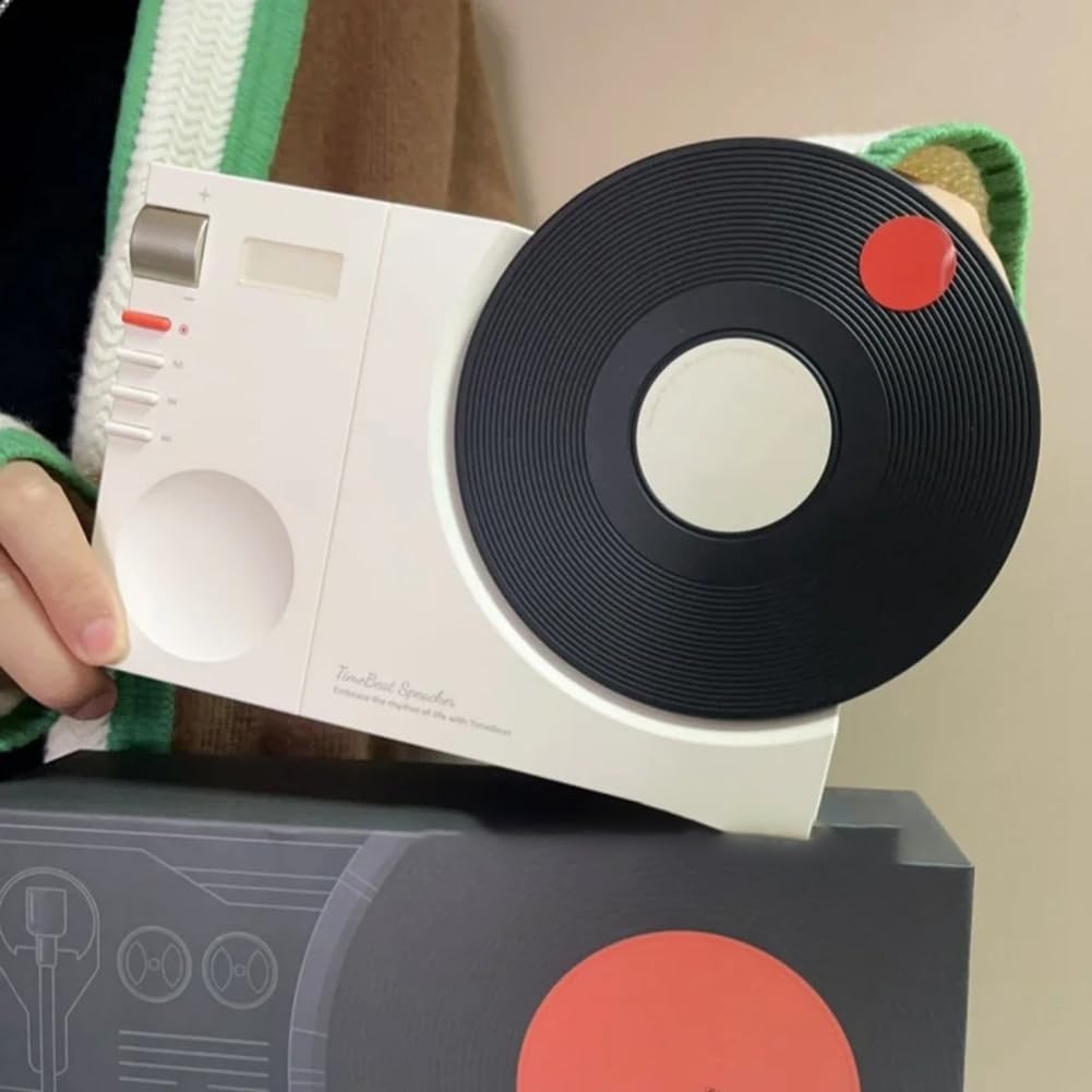 Small Vinyl Record Player Retro Bluetooth Wireless Clock Speaker