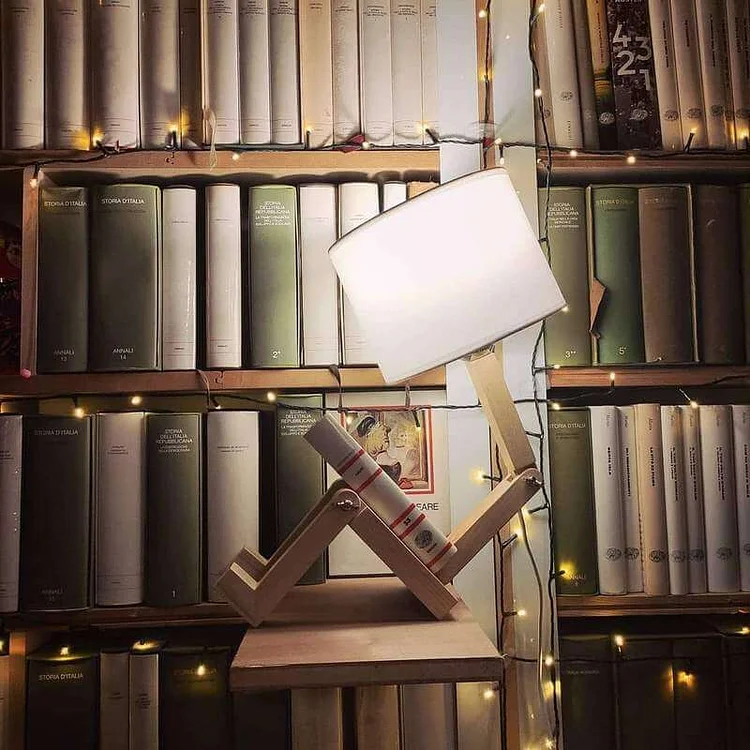 Creative Wooden Robot Table Lamp