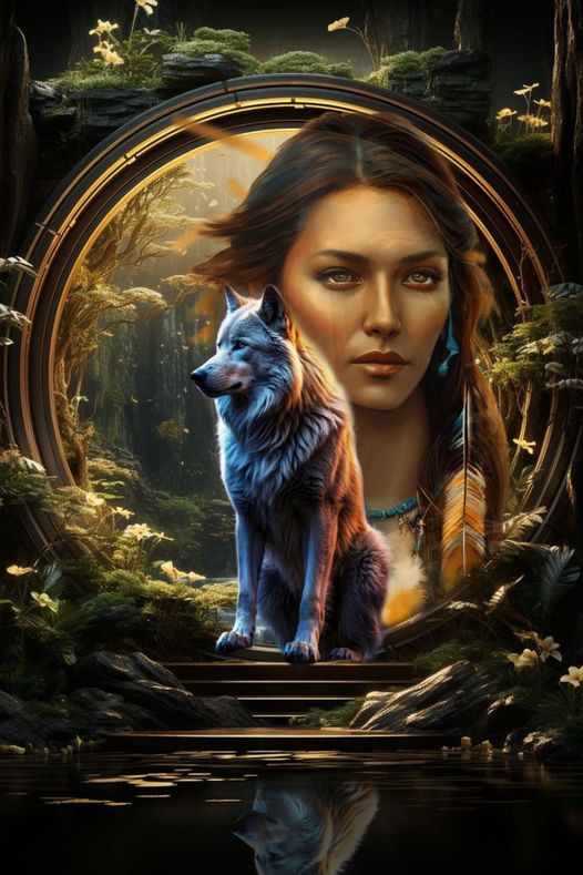 Wolf Beauty (velvet cloth) AB drill full round/square diamond painting