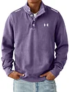 Men's Casual Stand Collar Button Solid Color Sweatshirt