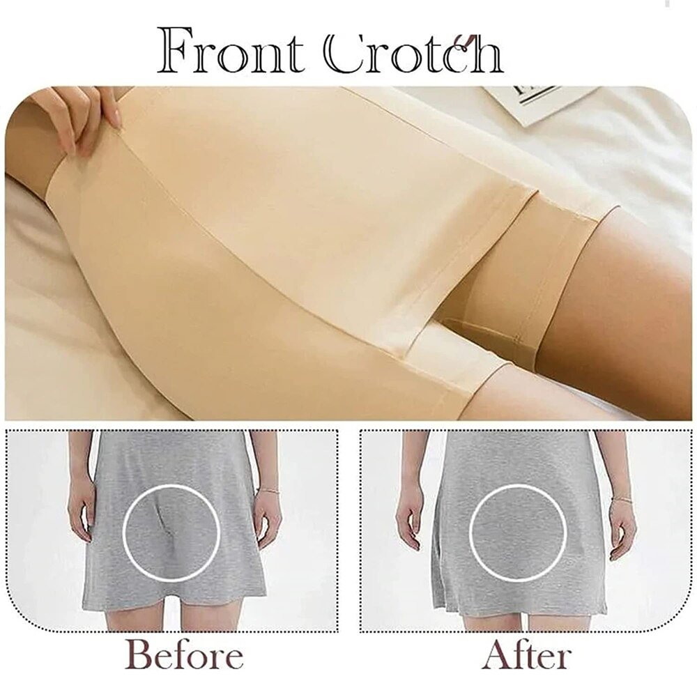 Double-Layer Front Crotch Ice Silk Safety Shorts Soft Solid Stretch ...