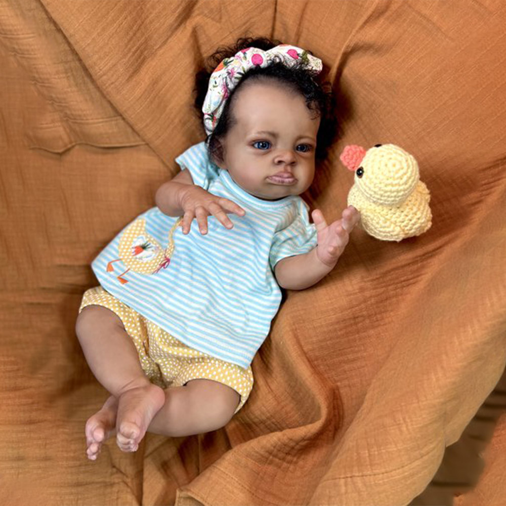 18" Lifelike African American Handmade Eyes Opend Reborn Cloth Body ...