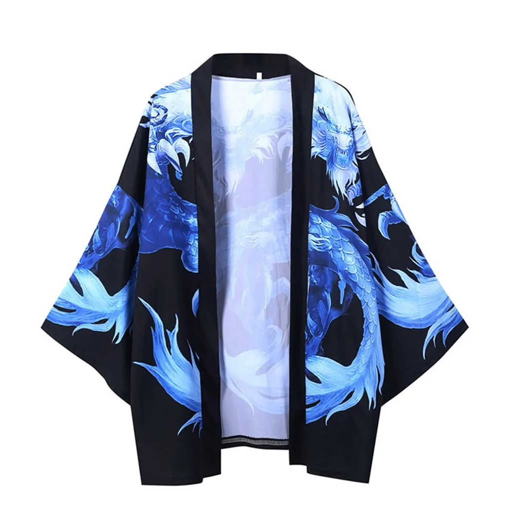 Uaang Kimono Cardigan Men Cosplay Costumes Haori Samurai Kimonos Karate ...