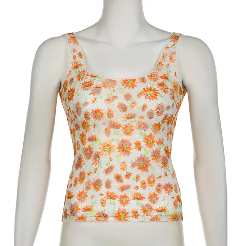 AESTHETIC FLOWERS SQUARE NECK CAMI TOP