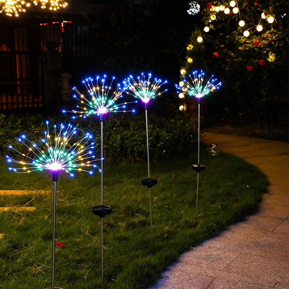 1pcs Outdoor LED Solar Fireworks Lights 90/150 LEDs Waterproof Flash ...