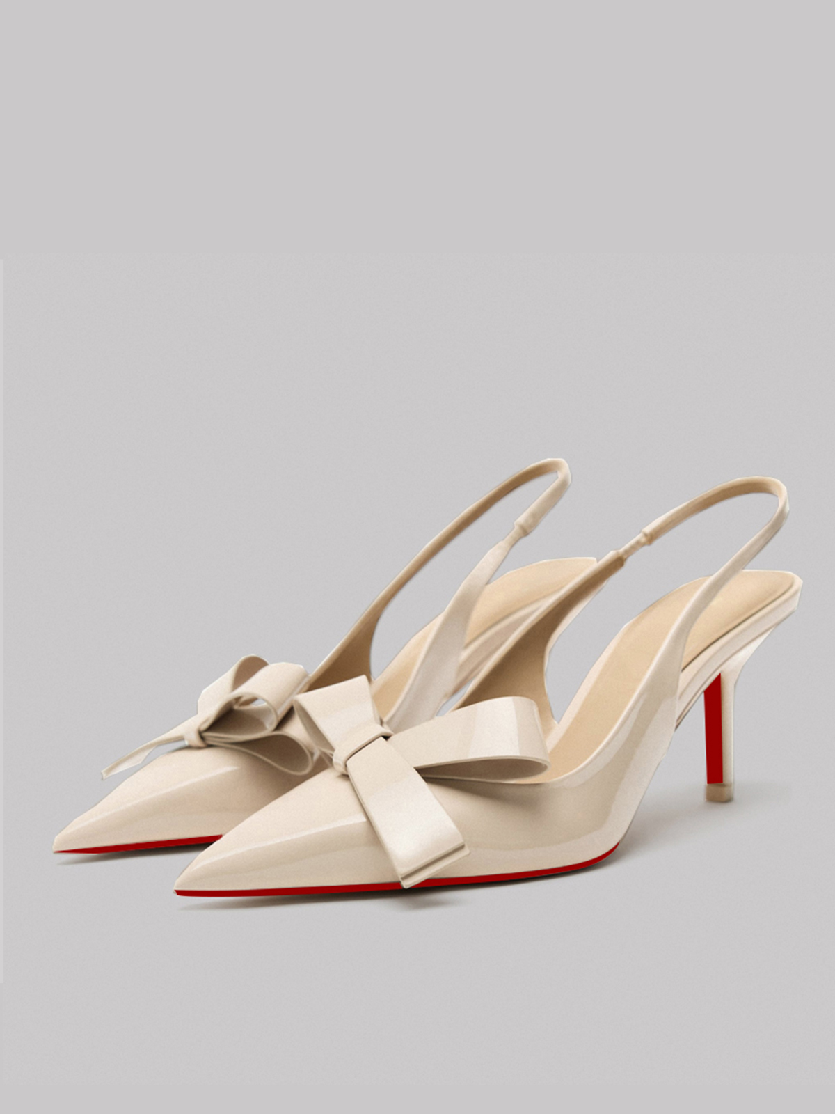 75mm Women's Bowknots Red Bottom Sandals Slingback Heels Pointed Toe ...