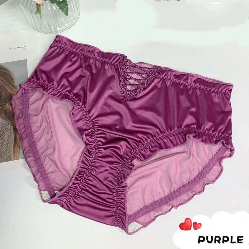Lace underwear men's satin ice silk seamless briefs