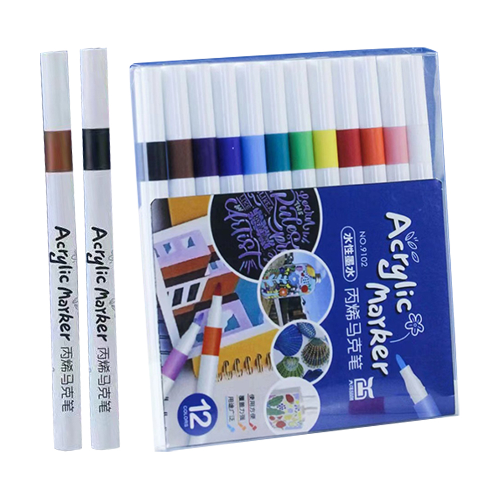 Acrylic Color Marker Set DIY Drawing Pen Assorted Colors For Wood (12 ...