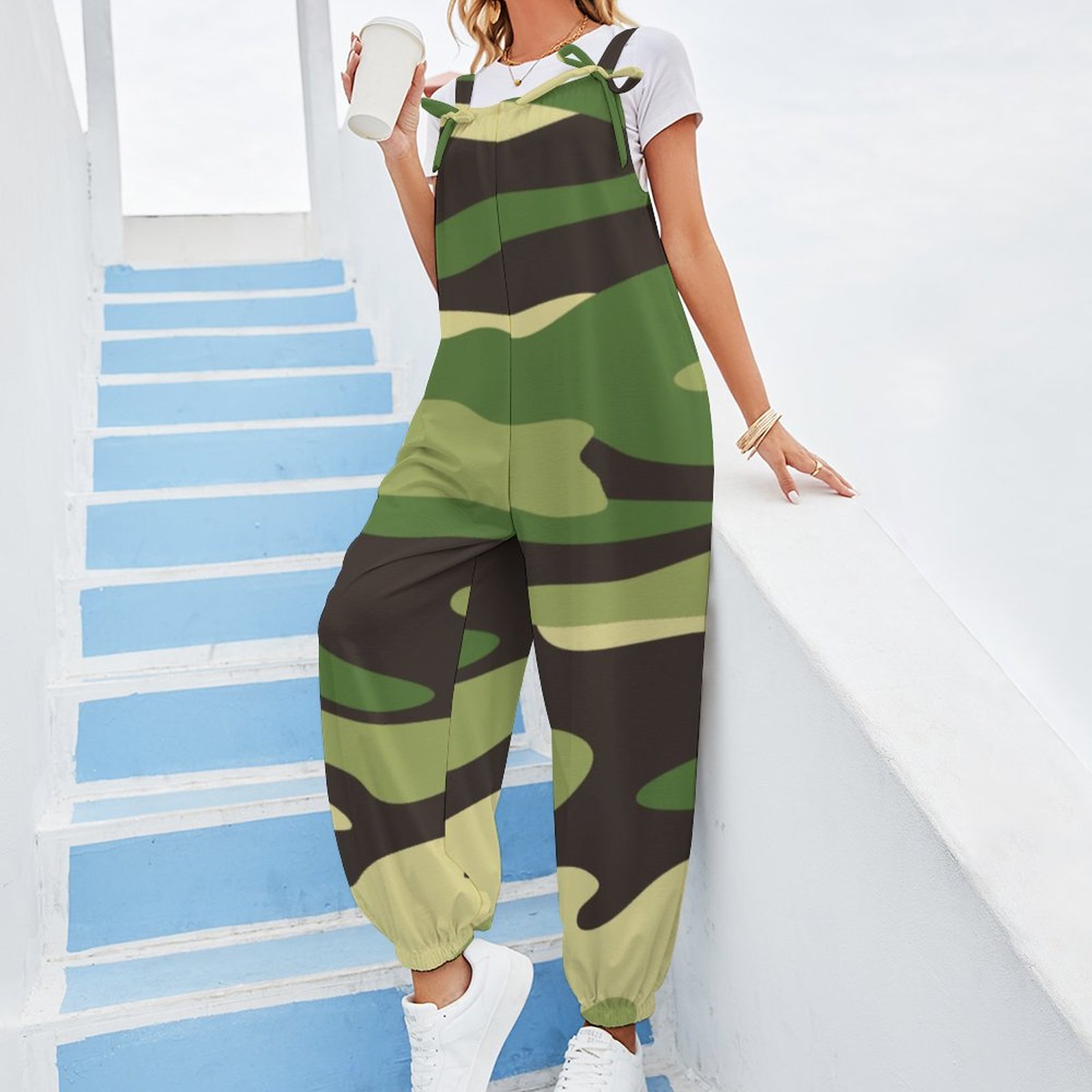 Women Casual Jumpsuit Plus Size Loose Summer Forest Multicam Pattern ...