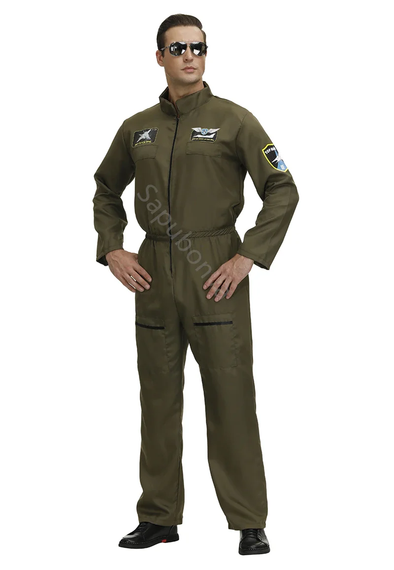 Uaang Men's Flight Suit Costume Military Fighter Pilot Jumpsuit ...