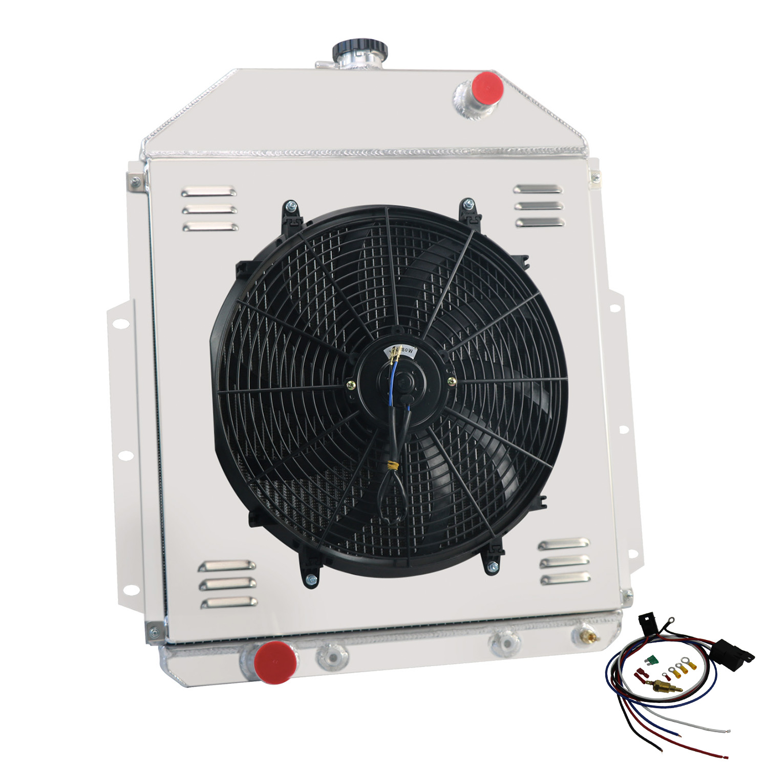 STRENGTHEN COOLING 4 Row Aluminum Radiator Shroud Fan For 42-52 Ford F1 ...