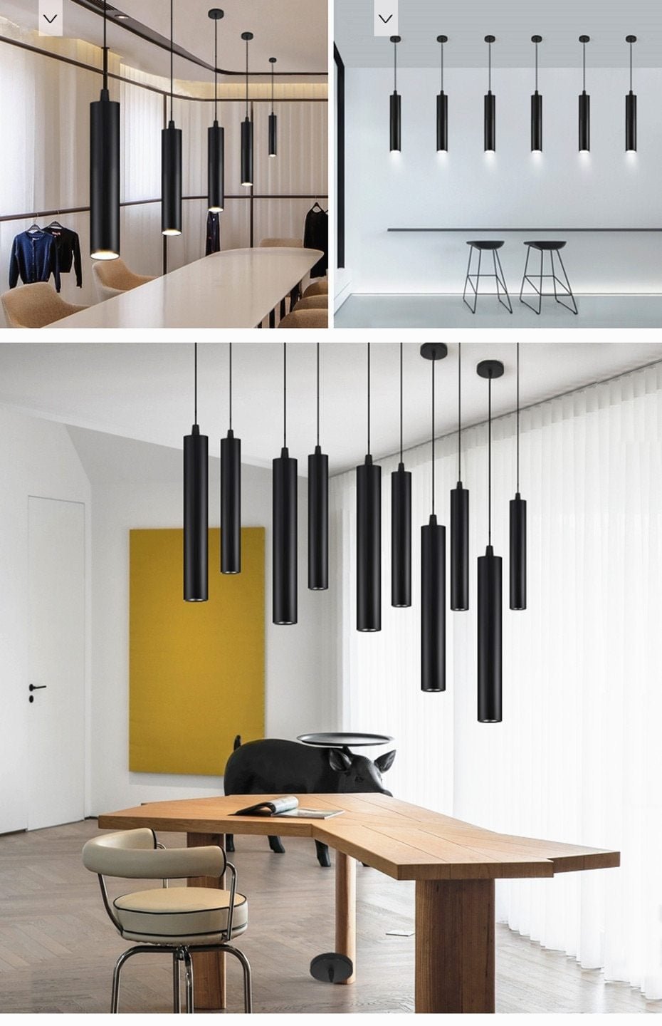 Dimmable led Pendant Lamp Long Tube lamp Kitchen Island Dining Room ...