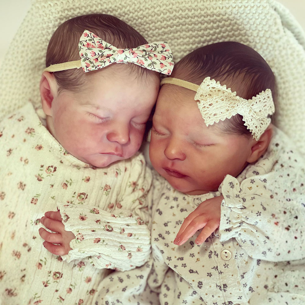 20" Lifelike Realistic Twins Girls of Weruge & Polode Sleeping Reborn ...