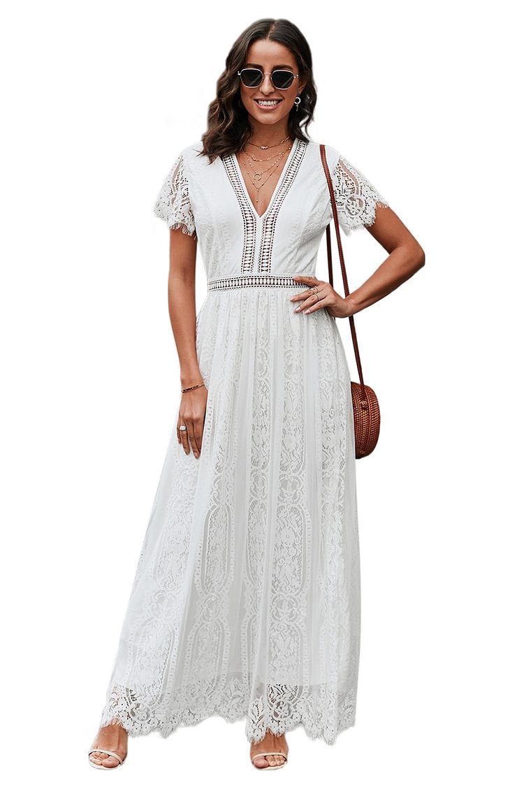 Bestdealfriday White Fill Your Heart Lace Maxi Dress P1482021