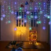 3.5-4m Christmas Snowflakes Led String Lights Flashing Curtain Light ...