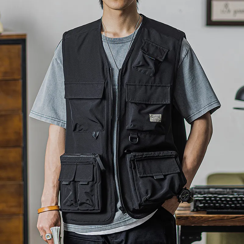 Casual Retro Functional Multi-pockets Vest