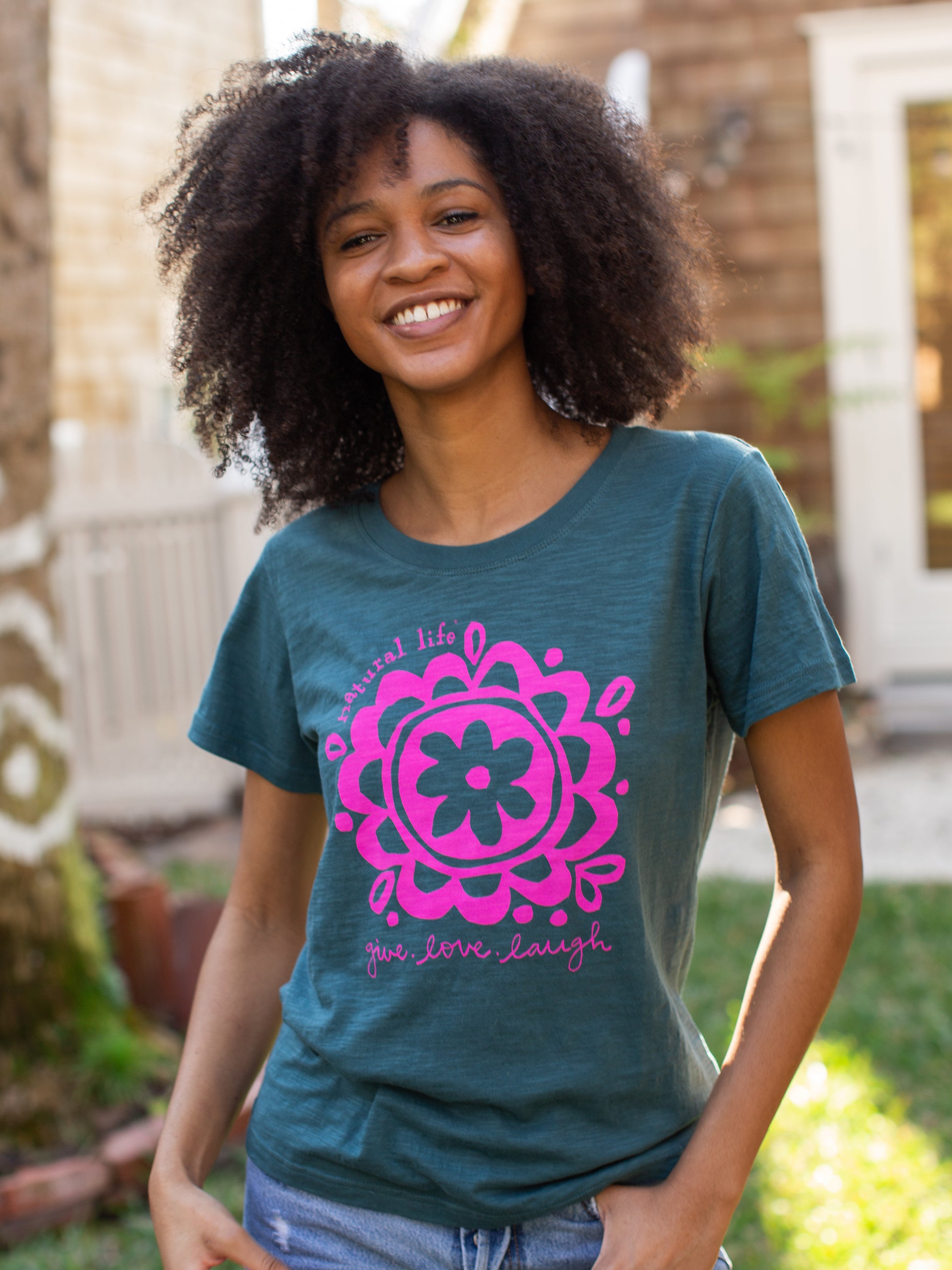Natural Life Logo Perfect Fit Tee Shirt - Teal