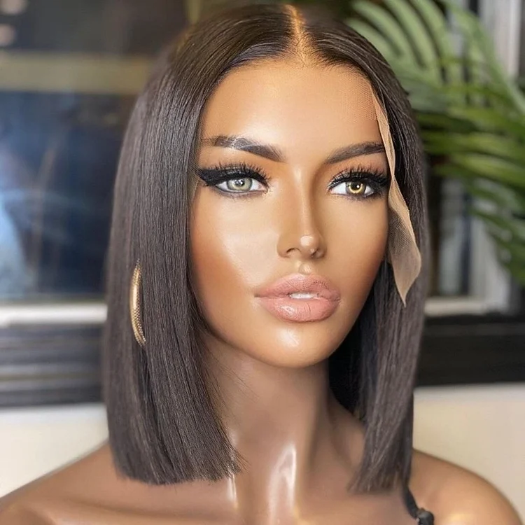 200% Sleek Straight 13X4 Lace Front Human Hair Bob Wig