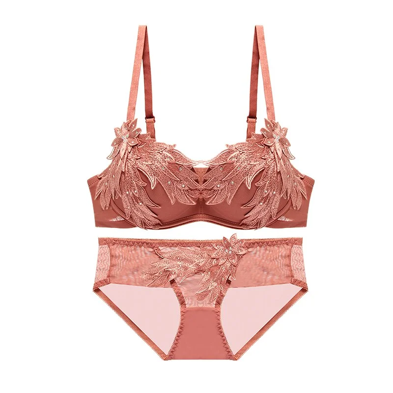 Billionm Brand Underwear Set Sexy Lace Embroidery Wing Push Up Bra Set ...
