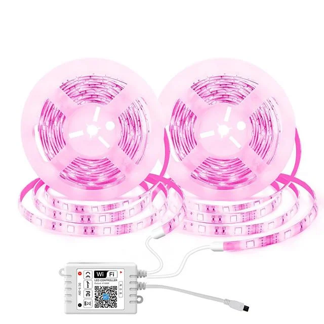LED Strip Lights 65ft 2x10m WIFI App Intelligent Control 5050 RGB LED ...