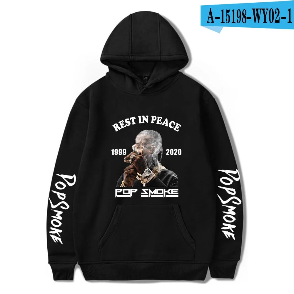 Rapper Pop Smoke Hoodies Rest In Peace Graffiti Floral Sweatshirt