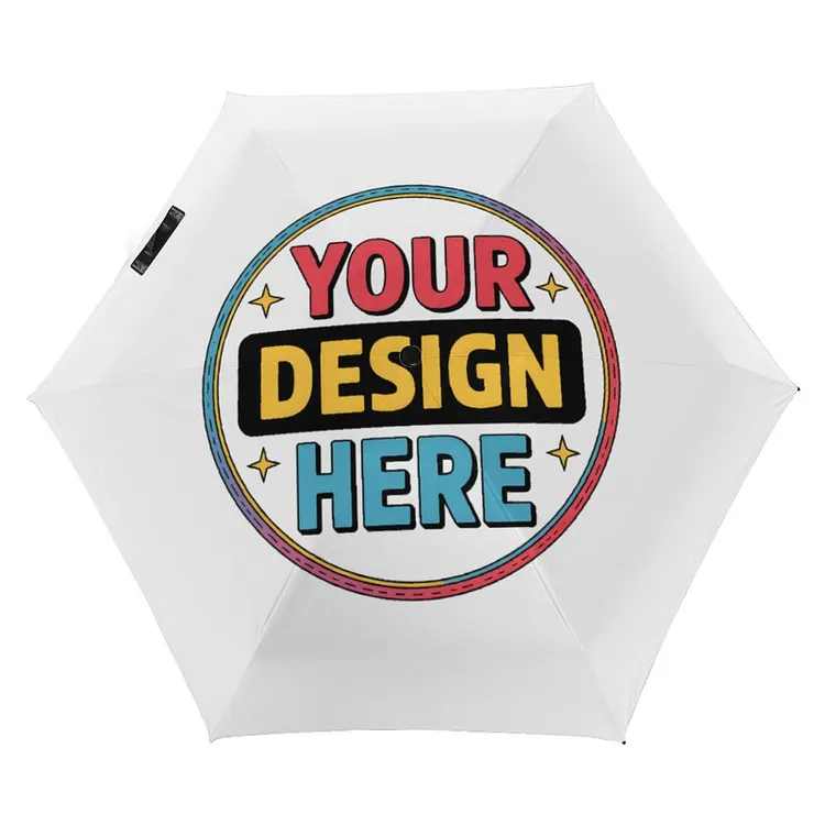 Custom Print Five-Fold Umbrella with Outer Pattern and Black Coated ...