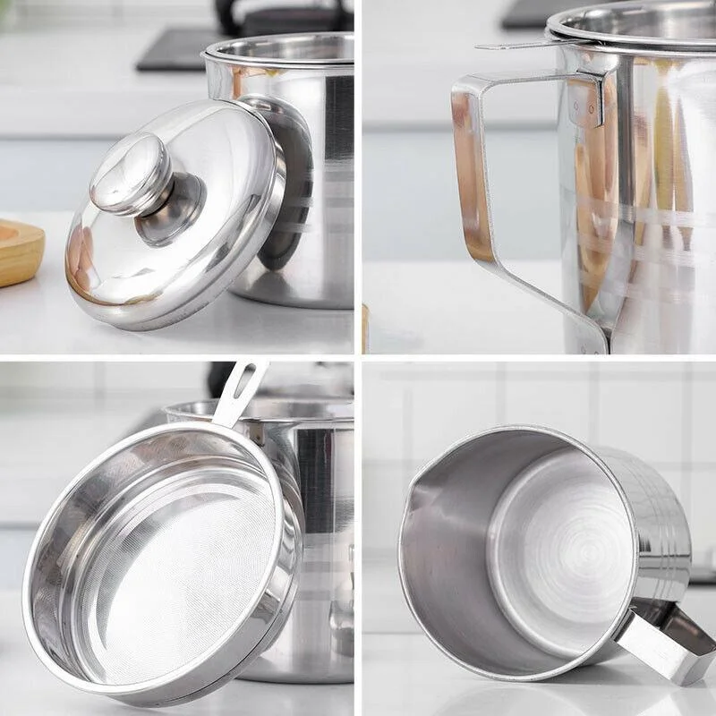 Home Grease Container With Strainer