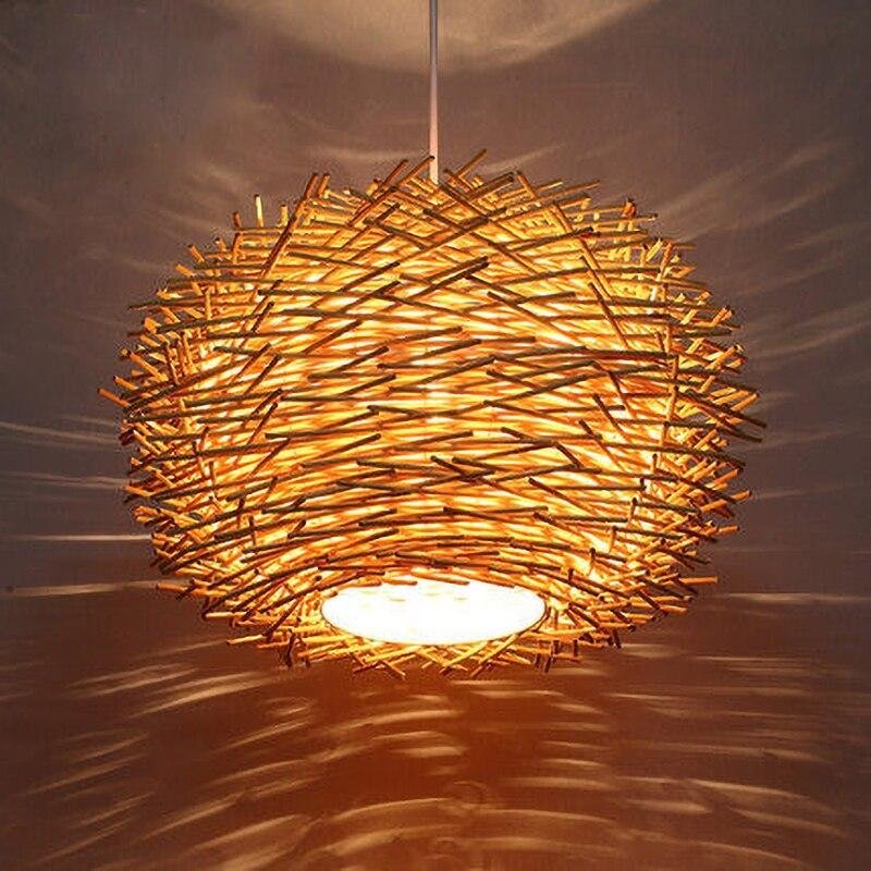 Handmade Bird Nest Pendant Light Wicker Wood Hotel Restaurant Dinning ...