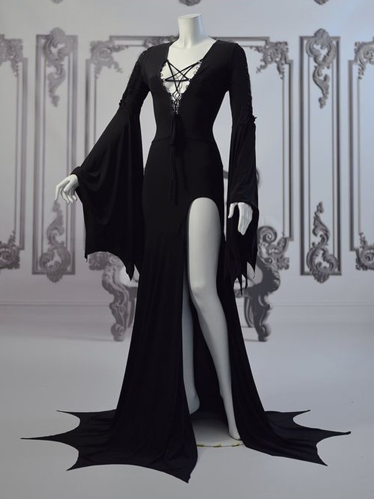 Retro Black Gothic Pentagram Witch Dress