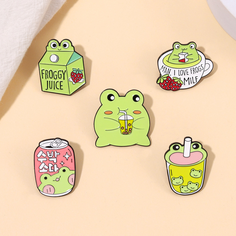 Green Cute Soda Bottle Milk Tea Strawberry Cartoon Frog Animal Shape ...