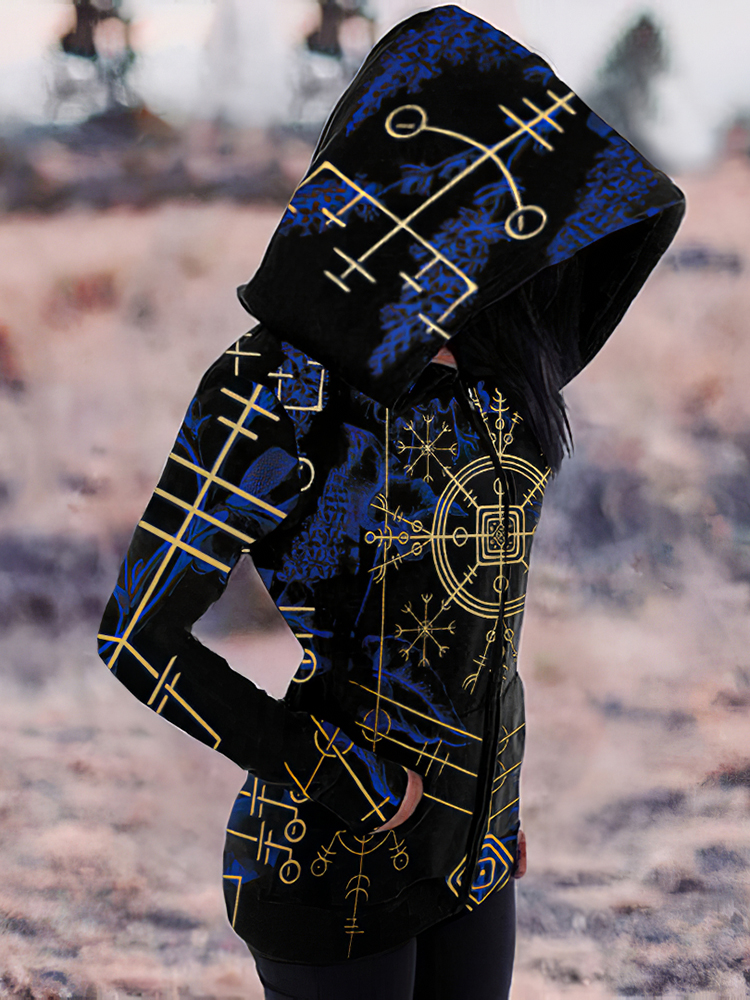 Retro Tribal Golden Legend Viking Ethnic Graphics Hoodie