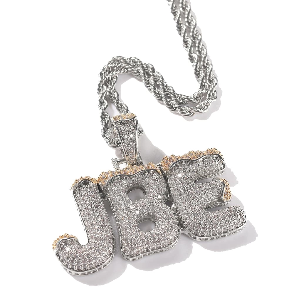 Iced Out Design Text Letter Christmas Alphanumeric Pendants