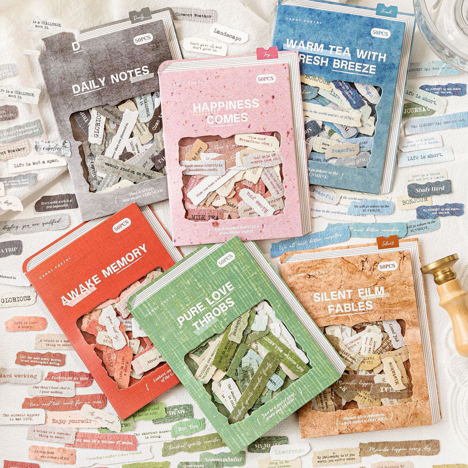 Sticker - Scrambled Heart Series Vintage English Text Label 1.12