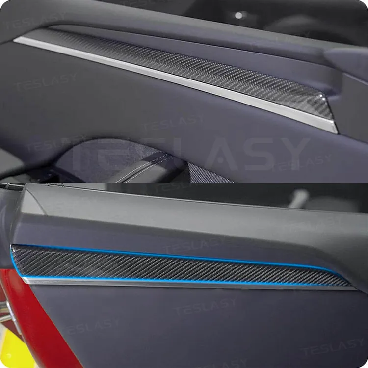TeslaSY Model X 2021 Real Carbon Fiber Interior Door Panel Trim Covers ...