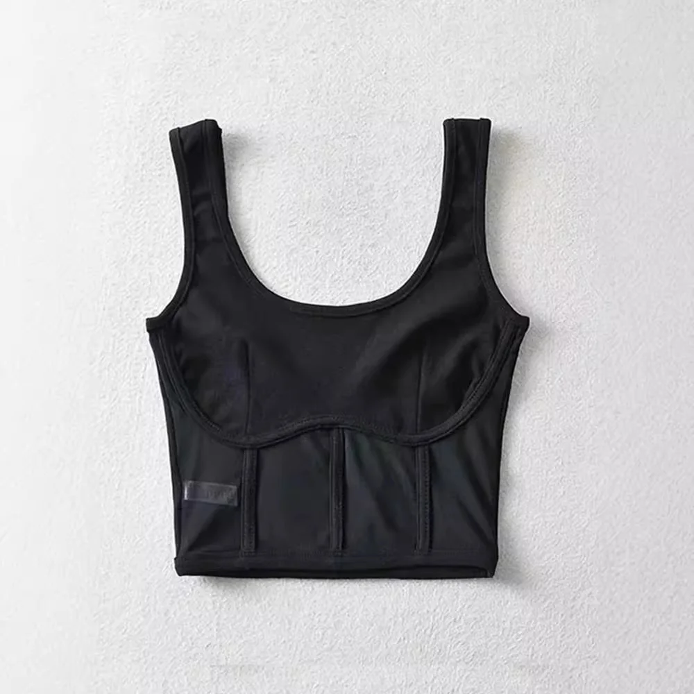 Toloer Toloer / Summer 2024 U-Collar Fishbone Sticker Mesh Stitching ...