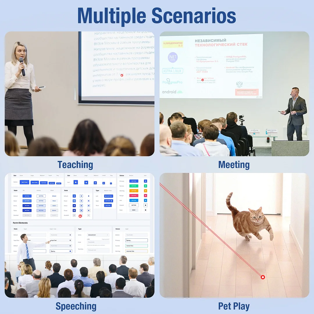 D202 Rechargeable Presentation Clicker with Volume Control, RF 2.4GHz White Computer ...