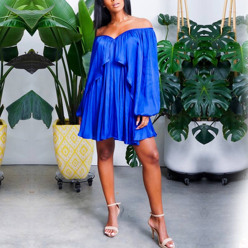 Ruffles Off The Shoulder Chiffon Dress