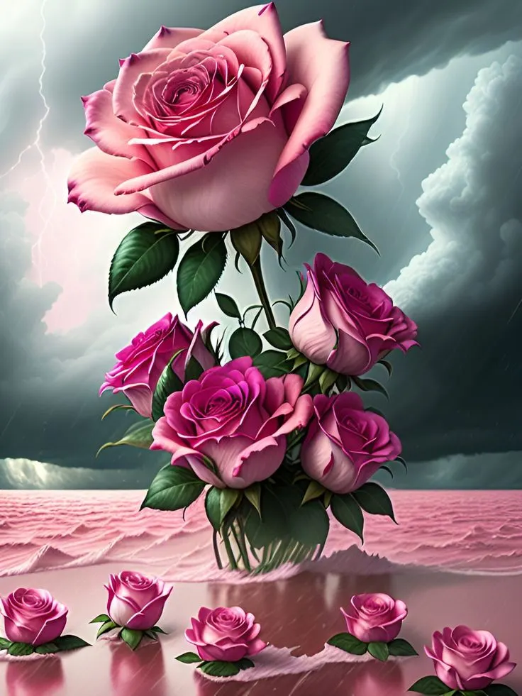 AB Diamond Painting | Rose In The Storm