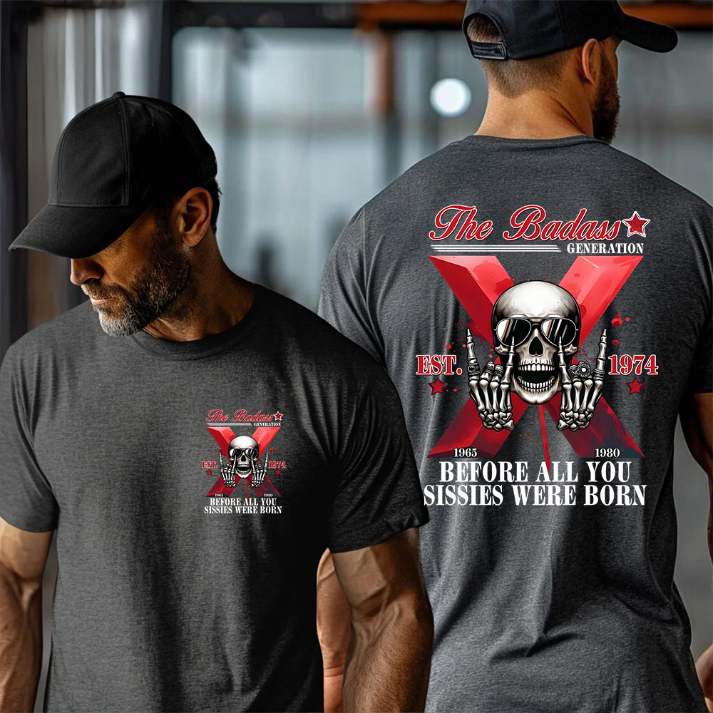 The Badass Generation X Skull Unisex T-shirt, Custom Est, Gen X 1965 ...