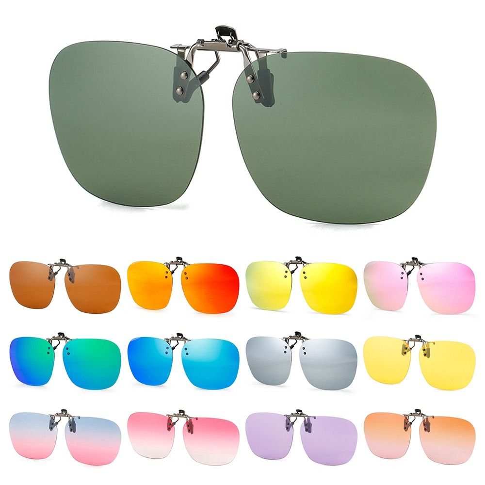 Unisex Clip-On Polarized Sunglasses Convenient Flip-up Metal Clip Sun ...