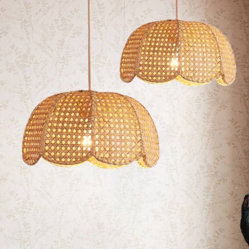 Handwoven Rattan Chandelier flower Pendant Light