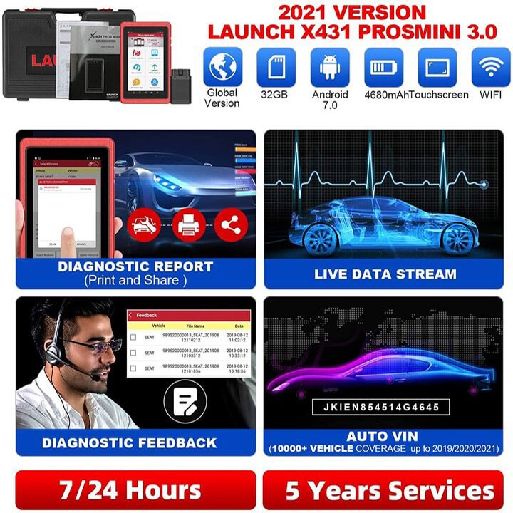 LAUNCH X431 Pros Mini 3.0 2 Years Free Update Full System Diagnostic Tool