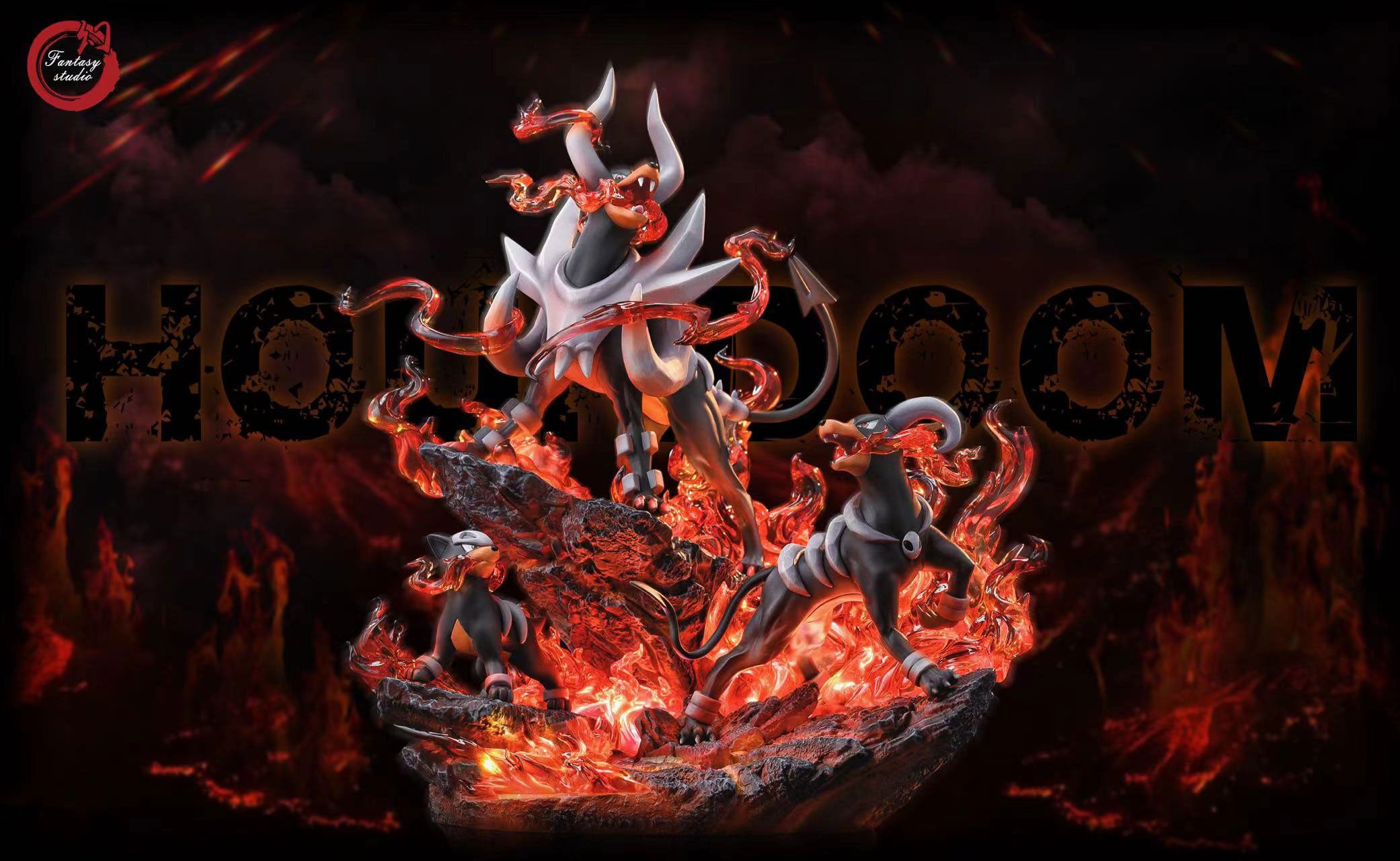 GX Evolution Series 010 Houndoom Family with LED - Pokemon Resin Statue ...