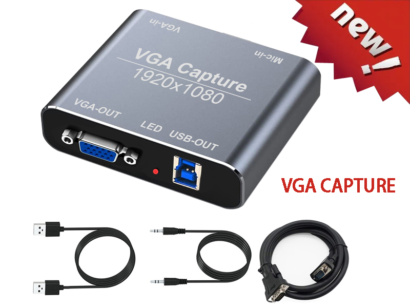 VGA Capture Card, VGA to USB Capture Device with VGA Loopout, Mic Input ...