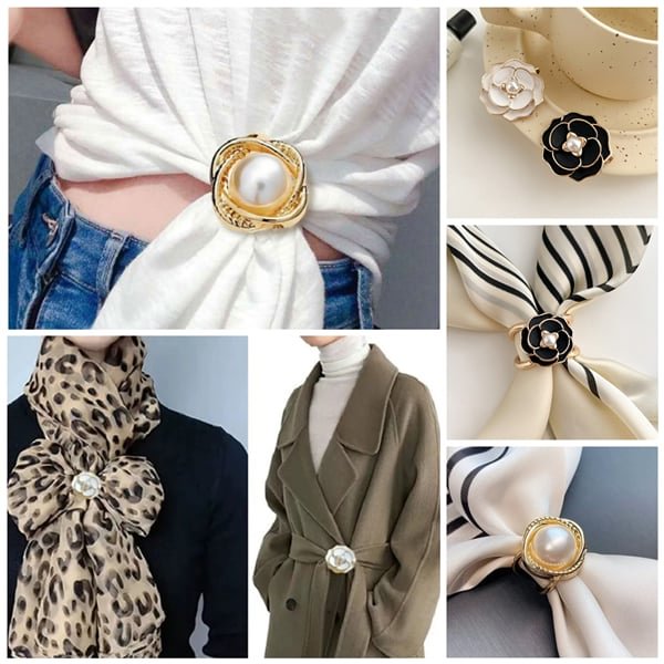 (🎅EARLY CHRISTMAS SALE-49% OFF) Women's Elegant Pearl Floral Scarf Ring ...