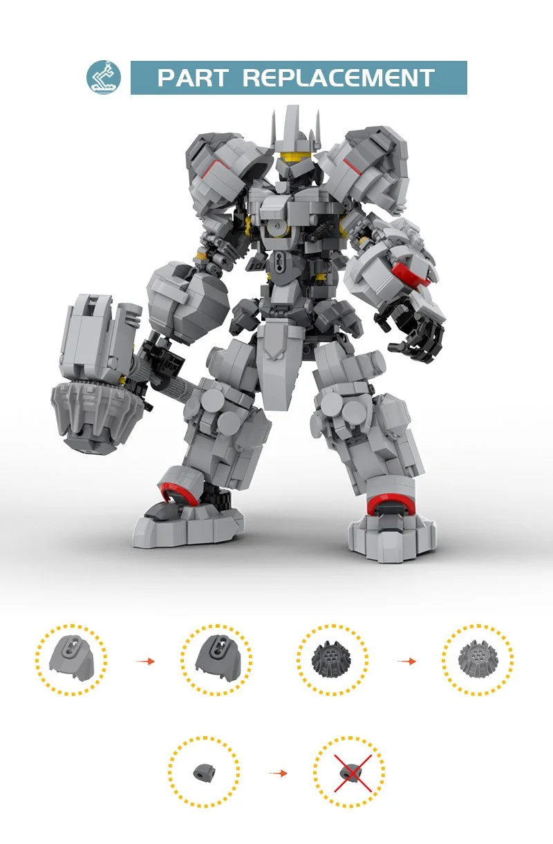 Shooting Game Reinhardt Robot Mecha BuildMoc Overwatched Blizzard