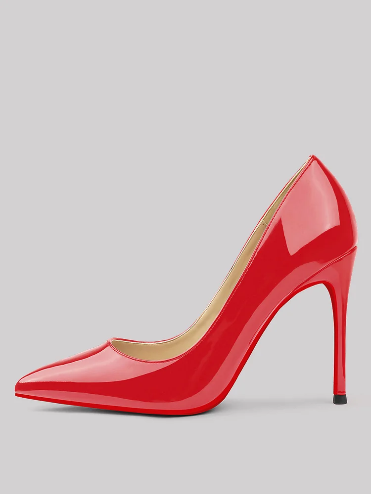 100mm Women's Classic Stiletto High Heels Pointed Toe Red Bottoms Shoes ...