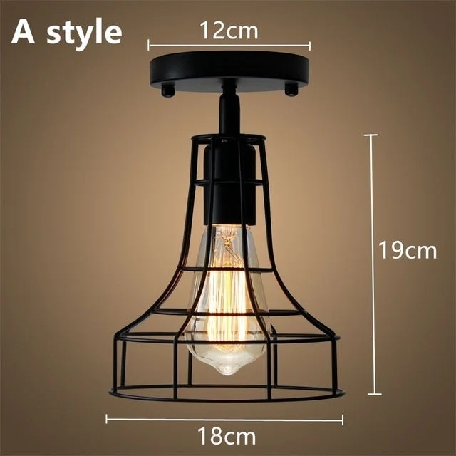 Modern Led Ceiling Lights Adjustable Angle Iron Cage Loft Bulb Ceiling ...