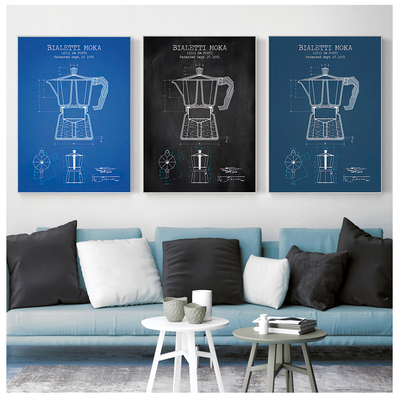 Nigikala Coffee Pot Patent Posters and Prints Bialetti Moka Poster ...